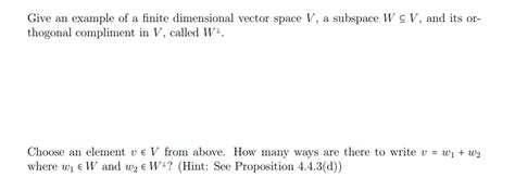 Solved Give An Example Of A Finite Dimensional Vector Space