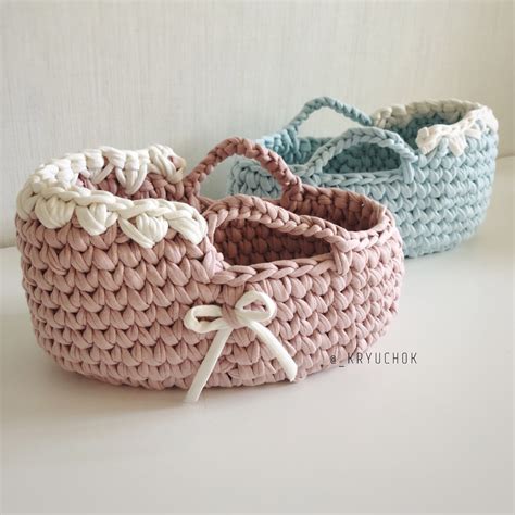 Люлька из трикотажной пряжи Схемы вязаных крючком обрамлений Пряжа Уроки вязания крючком