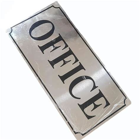 Grey And Black Rectangular Office Stainless Steel Nameplate Wall