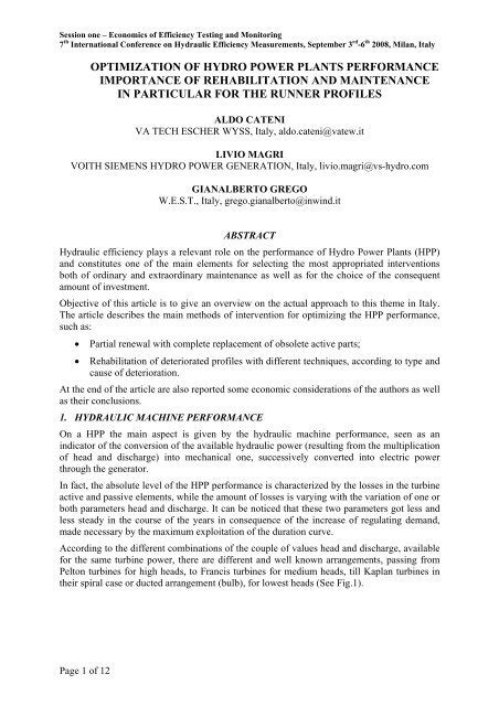 Optimization Of Hydro Power Plants Performance Importance Ighem