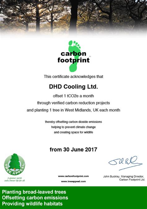 Tree Planting Certificate DHD Cooling