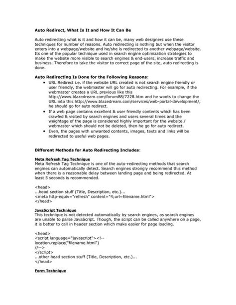 Auto Redirect What Is It And How It Can Be Doc