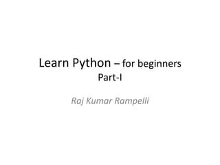 Learn Python For Beginners PPTX