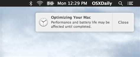 The Optimizing Your Mac Notification In Mac OS X Explained