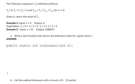 Solved The Tribonacci Sequence T Is Defined As Follows To