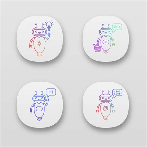 Chatbots App Icons Set Ui Ux User Interface Talkbots Virtual