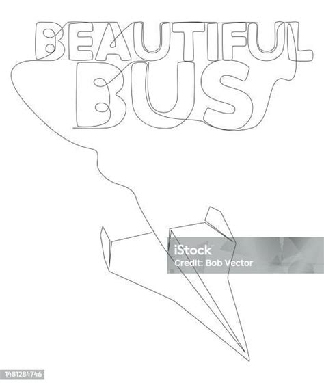 아름다운 버스 텍스트가 있는 종이 비행기의 연속 한 줄 얇은 선 그림 벡터 개념입니다 윤곽 그리기 창의적인 아이디어 거리에 대한 스톡 벡터 아트 및 기타 이미지 Istock
