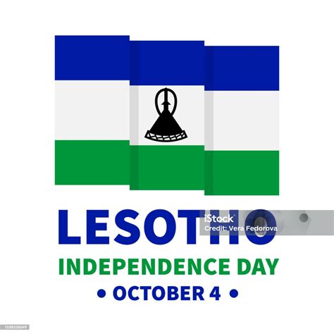 레소토 독립기념일에 깃발이 적어 있다 공휴일은 10월 4일에 축하합니다 타이포그래피 포스터 배너 전단지 스티커 인사말 카드 엽서용 벡터 템플릿 10월에 대한 스톡 벡터 아트