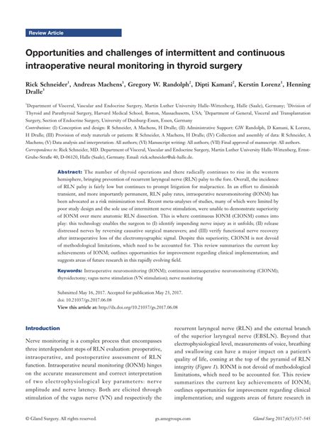 Pdf Opportunities And Challenges Of Intermittent And Continuous Intraoperative Neural