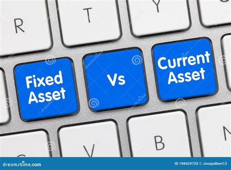 Fixed Asset Vs Current Asset Inscription On Blue Keyboard Key Stock