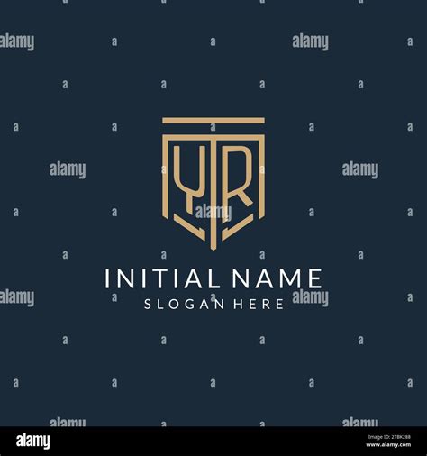 Initial Yr Shield Logo Monoline Style Modern And Luxury Monogram Logo Design Vector Graphic
