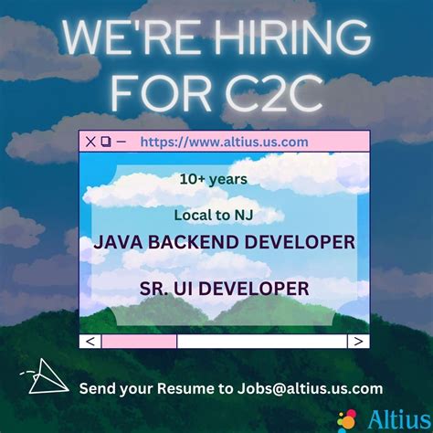 Altius Technologies Inc On Linkedin Hiring Jobs Java Ui Javbabackend Developer