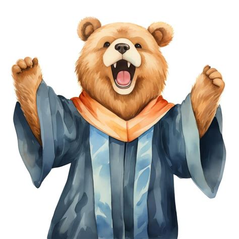 합창단 가운 수채화 클립 아트 일러스트와 함께 아름다운 곰 프리미엄 사진