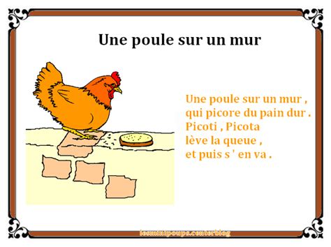 Comptine Une Poule Sur Un Mur Illustrée Par Nounoudunord Une Poule Sur Un Mur