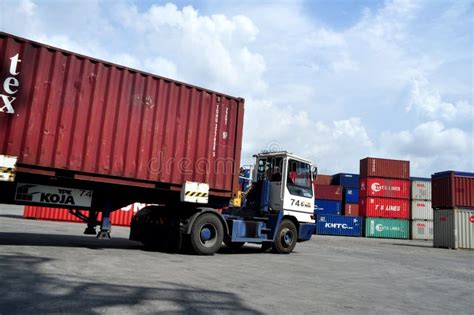 Container Loading And Unloading Activities At Tanjung Priok Port