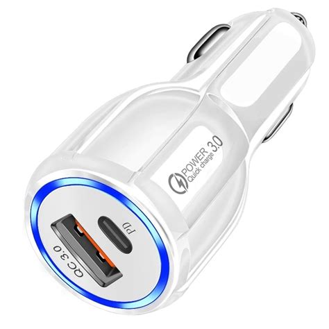 Зарядно за кола 38w Usb 3 1a и Pd Type C 20w Бял Emag Bg