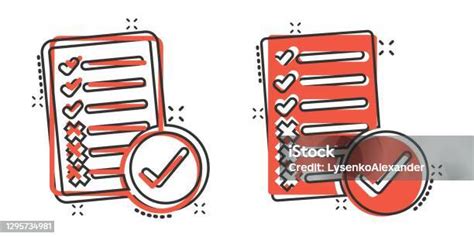 만화 스타일의 문서 체크리스트 아이콘 흰색 격리 된 배경에 만화 벡터 그림을 보고합니다 종이 시트 스플래시 효과 비즈니스 개념 0명에 대한 스톡 벡터 아트 및 기타 이미지