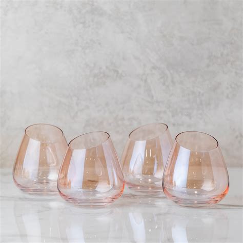 Coopers Hawk Winery And Restaurants Slant Collection Slant Rose Stemless Wine Glasses Set Of 4
