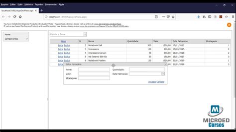 Componentes DevExpress Para Asp NET AspxGridView Cadastrando