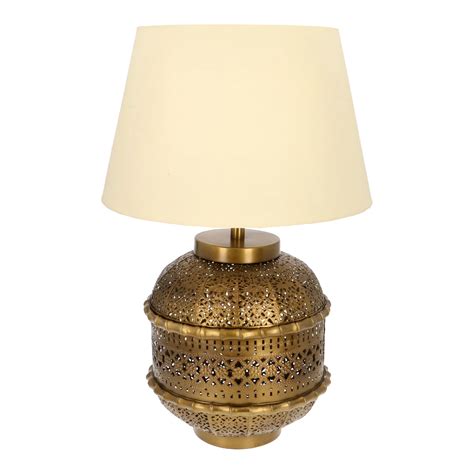 Brass Lattice Metal Table Lamp In Cream Shade Singapore Trading Post