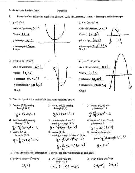 Vertex Form Of Parabolas Kuta Software With Work Free Worksheets Printable