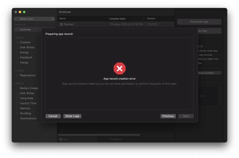 Ios I Got Error App Record Creation Failed As You Do Not Have Permission To Perform Request