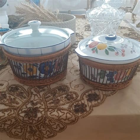 کمدا قیمت و خرید قابلمه ی گل پنبه ای رنگ ابی وسفید گلدار سایز متوسط