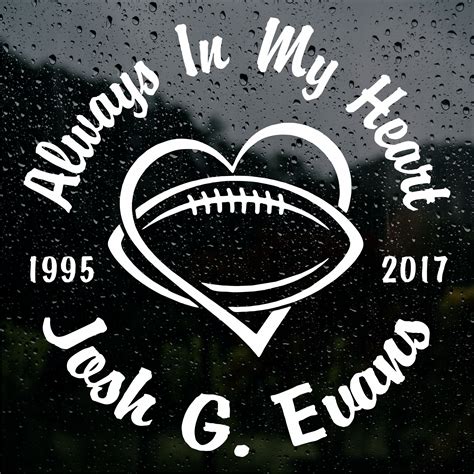 Love Football Heart Custom Personalized Memorial Die Cut Vinyl Car