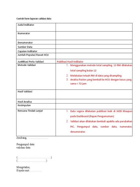 Contoh Form Laporan Validasi Data Pdf