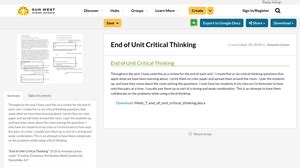 End Of Unit Critical Thinking Resource Bank