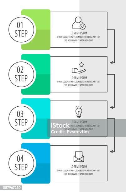 현대 벡터 플랫 일러스트레이션입니다 네 가지 요소 아이콘 원 상자와 인포 그래픽 템플릿 비즈니스 프리젠 테이션 웹 디자인 인터페이스 교육 4 단계다이어그램을 위해 설계된
