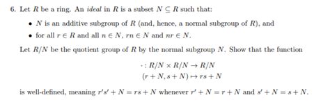 Solved Let R Be A Ring An Ideal In R Is A Subset N CR Chegg Com
