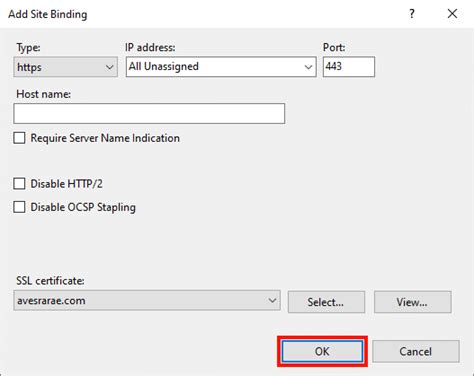 binding an ssl certificate to a website in windows server