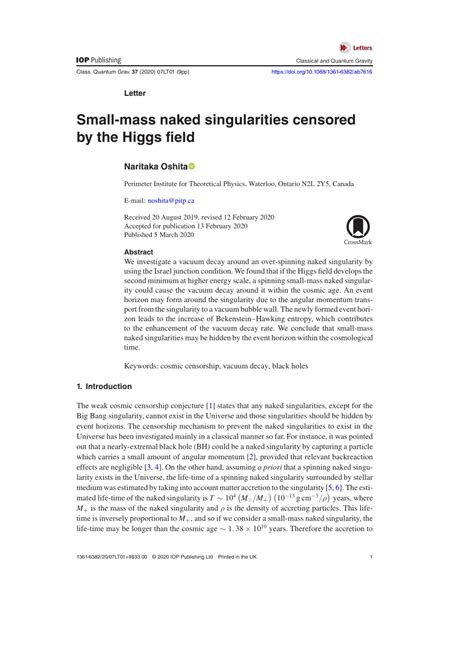 Small Mass Naked Singularities Censored By The Higgs Field