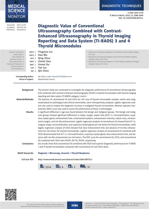 Pdf Diagnostic Value Of Conventional Ultrasonography Combined With Contrast Enhanced