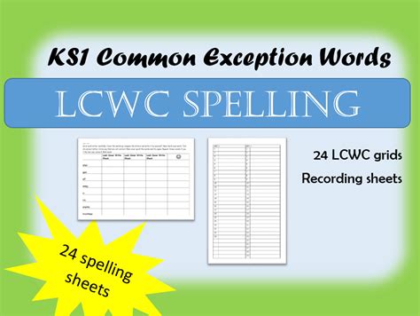 Lcwc For Year 1 And Year 2 Common Exception Words Teaching Resources