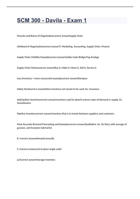 Scm 300 Davila Exam 1 Questions 2023 With Complete Solutions Scm 300 Stuvia Us