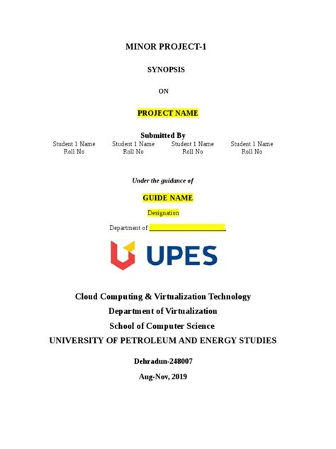 Minor Project 1 Synopsis Pdf