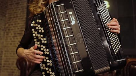 Fingers Of Woman Push Buttons On Accordion During Stock Footage Video Of Perform Leisure