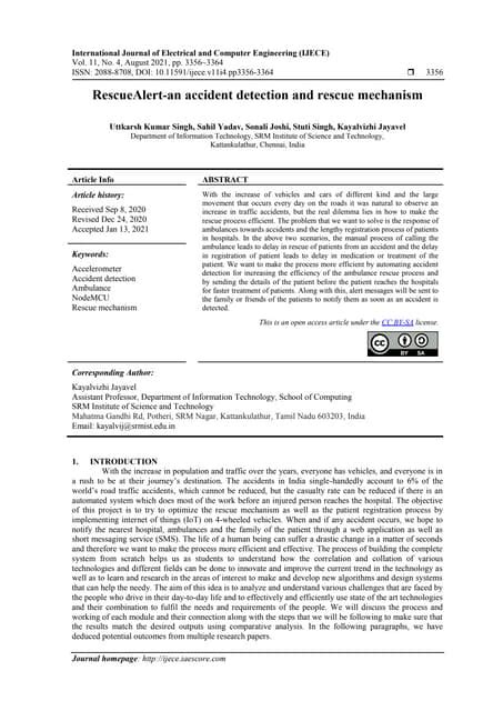 Automatic Accident Detection And Emergency Alert System Using Iot Pdf