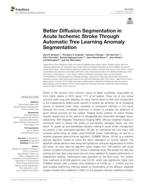 Pdf Better Diffusion Segmentation In Acute Ischemic Stroke Through Automatic Tree Learning