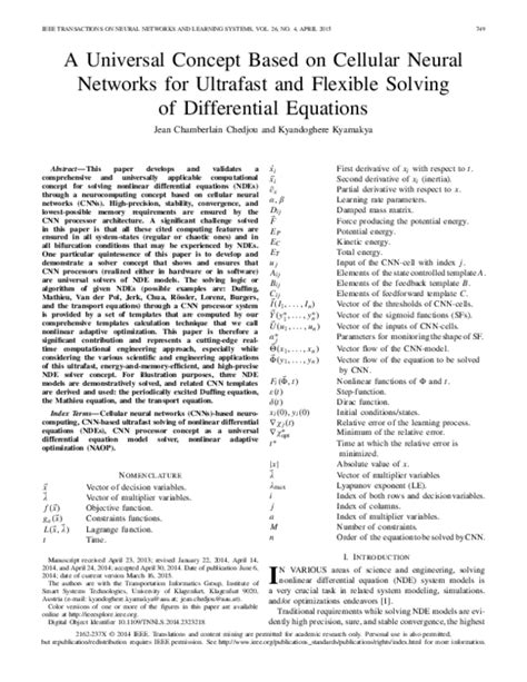 Pdf A Universal Concept Based On Cellular Neural Networks For Ultrafast And Flexible Solving