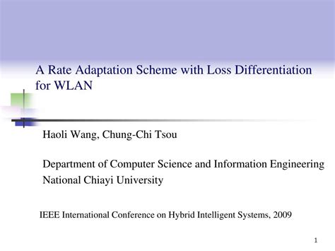 Ppt A Rate Adaptation Scheme With Loss Differentiation For Wlan Powerpoint Presentation Id
