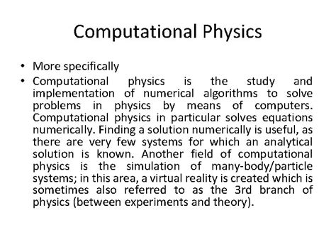 Computational Physics Course Outline A Brief Introduction Of