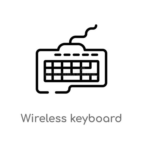 Outline Wireless Keyboard Vector Icon Isolated Black Simple Line Element Illustration From