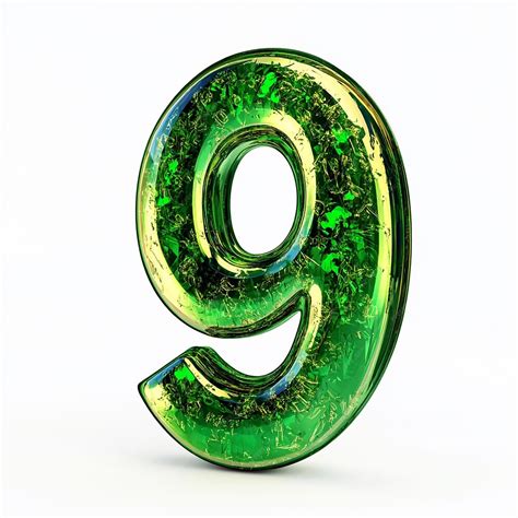3d Green Number 9 Isolated On White Background Premium Ai Generated Image