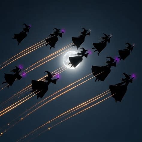 Free Midnight Witch Flight Image Witches Silhouettes Moon