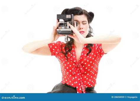 Pin Up Girl American Style Retro Woman Camera Stock Image Image Of