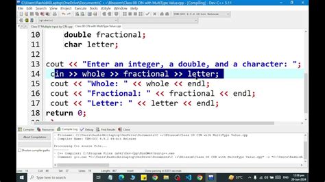 Class 11 How To Take Multiple Data Type Input Using Cin In C Plus Plus