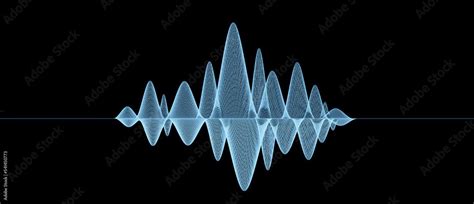 Illustration Of Blue Abstract Wireframe Sound Waves Visualization Of Frequency Signals Audio